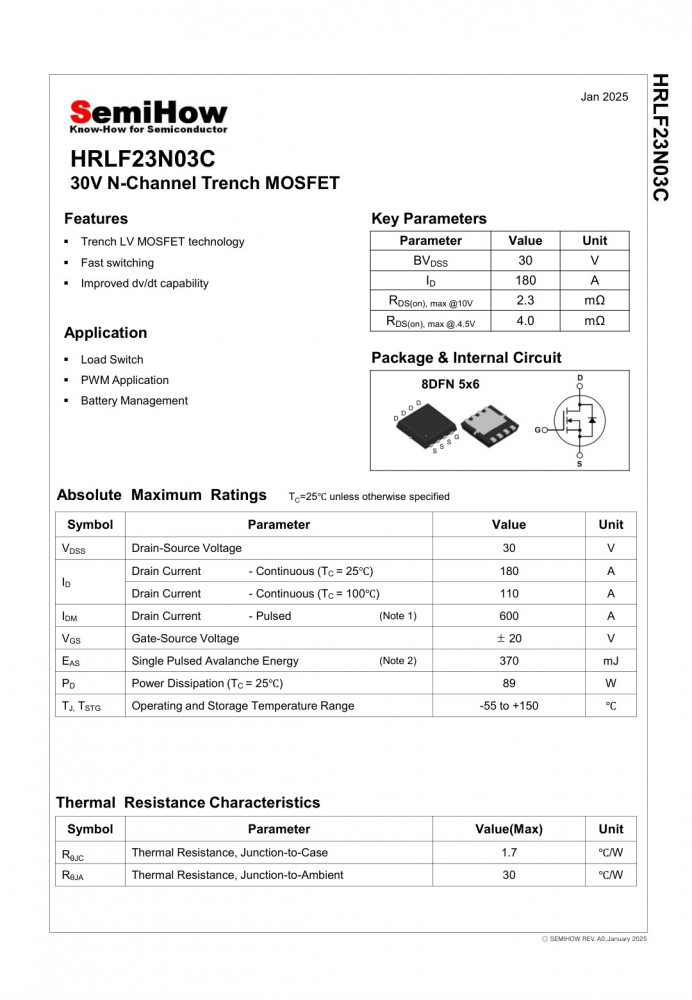 HRLF23N03C datasheet page 1