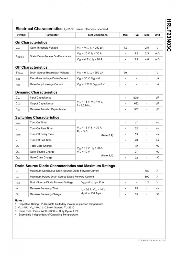 HRLF23N03C datasheet page 2
