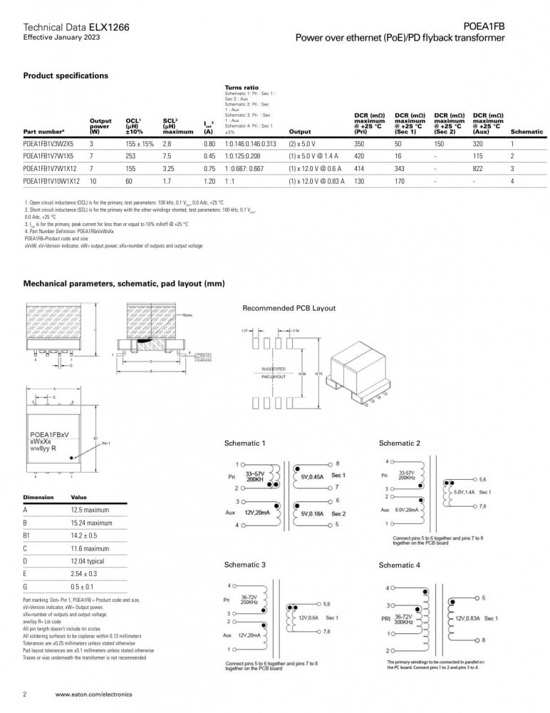 Eaton POEA1FB datasheet page 2