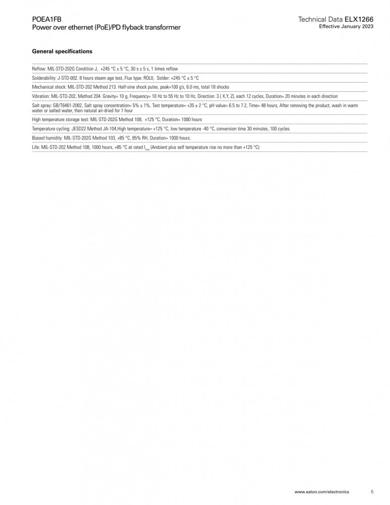 Eaton POEA1FB datasheet page 5