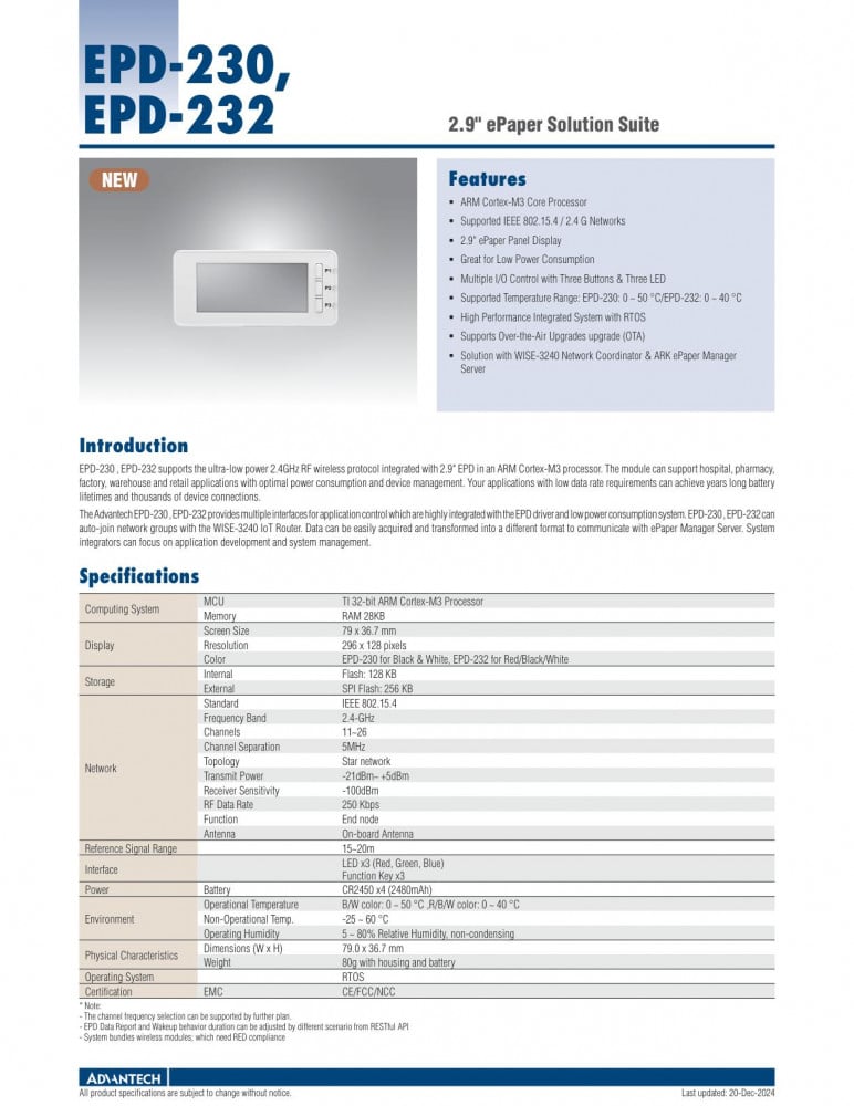 EPD-230 documentation page 1