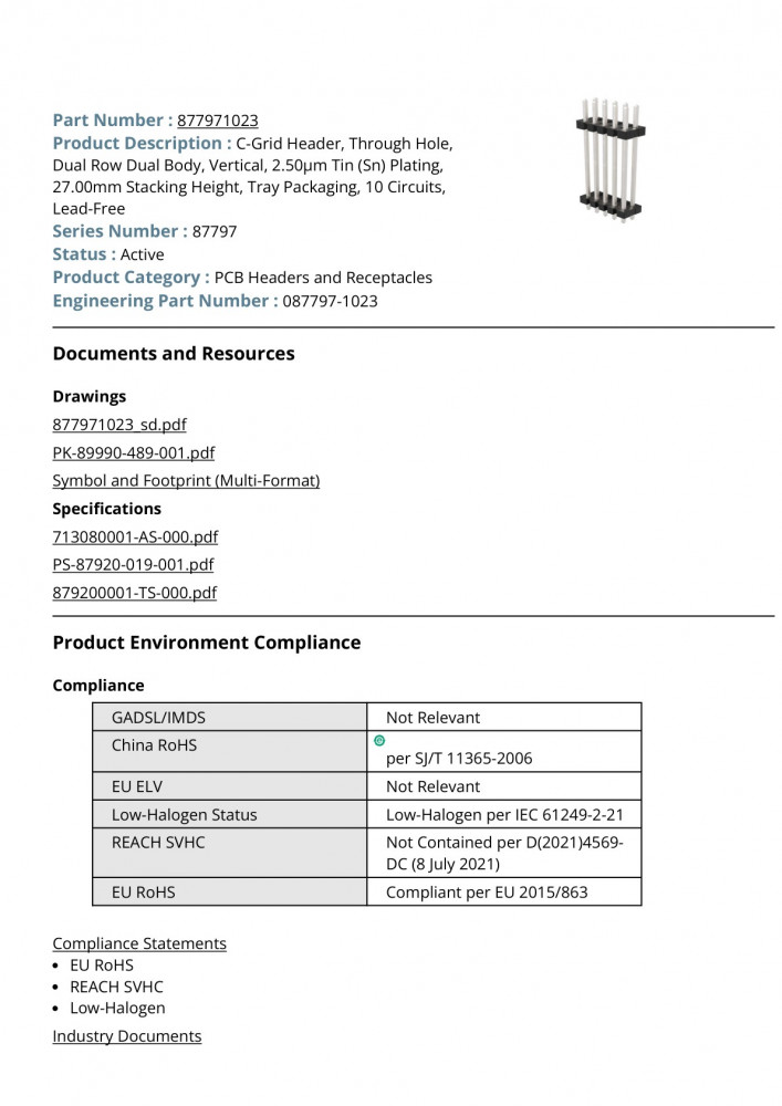 MOLEX 877971023 document image, page 1