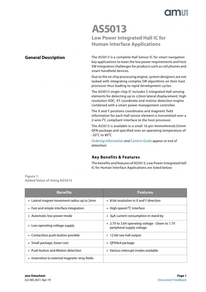 AS5013 datasheet page 2