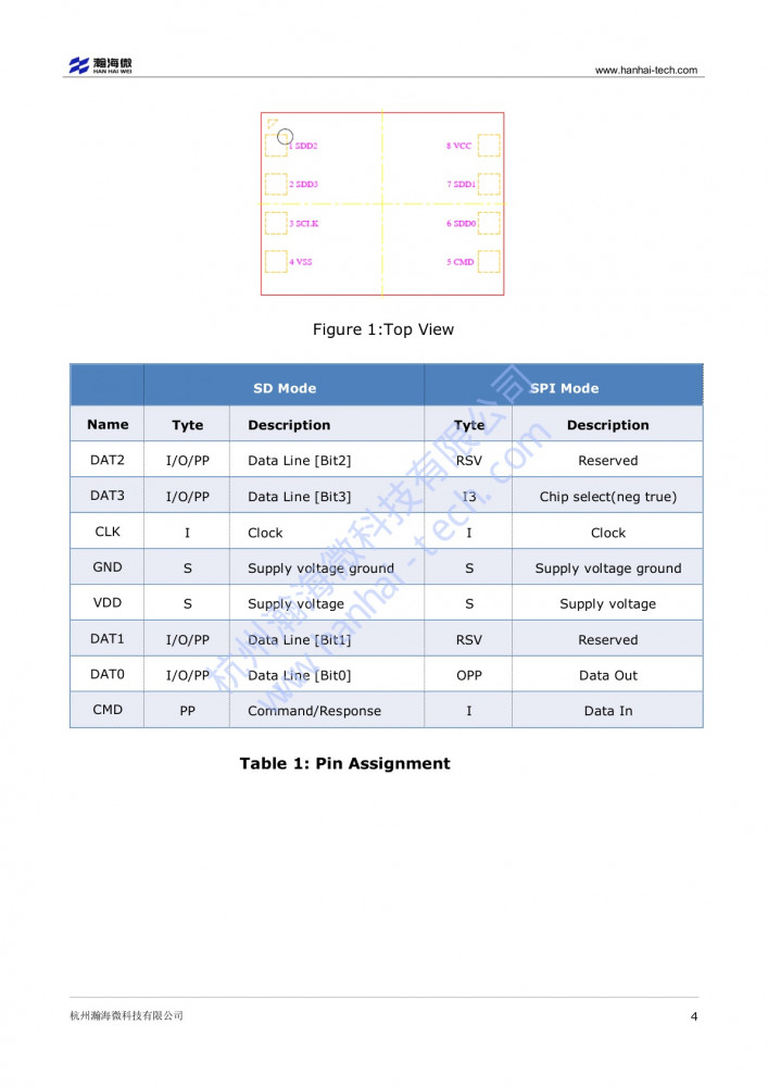 HANHAIWEI SD NAND specification page 4