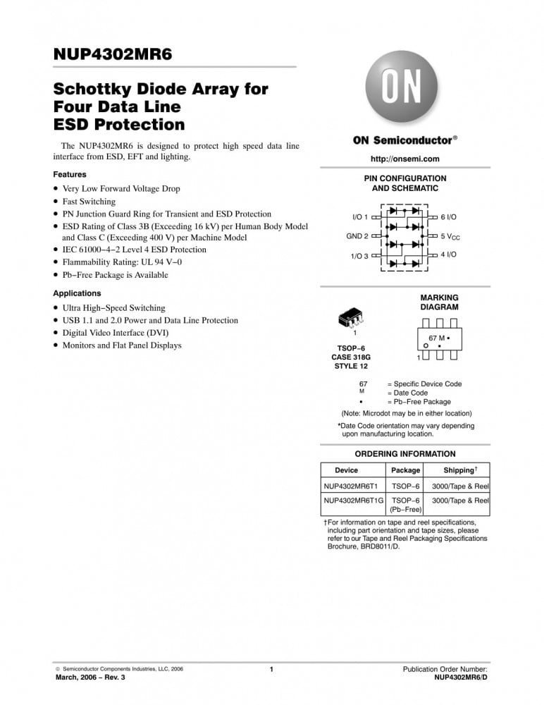 NUP4302MR6T1G datasheet page 1
