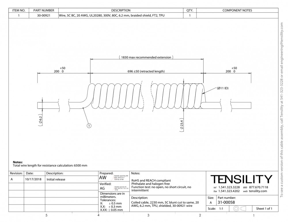 Tensility International 31-00058 product drawing