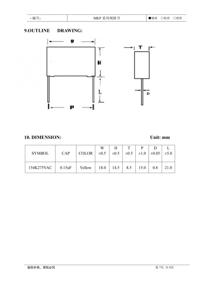 Jimson MKP154K275A05 specification page 7
