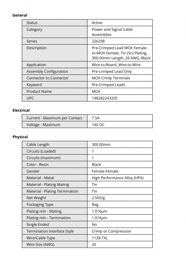 MOLEX 2262081114 product document, page 2