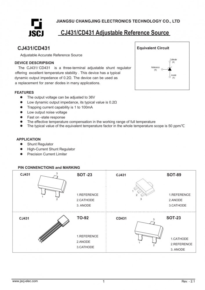 CJ431 datasheet page 1