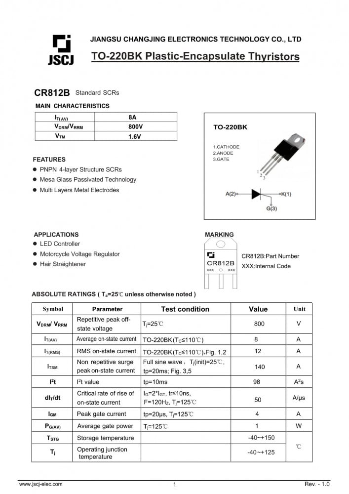 CR812B datasheet page 1