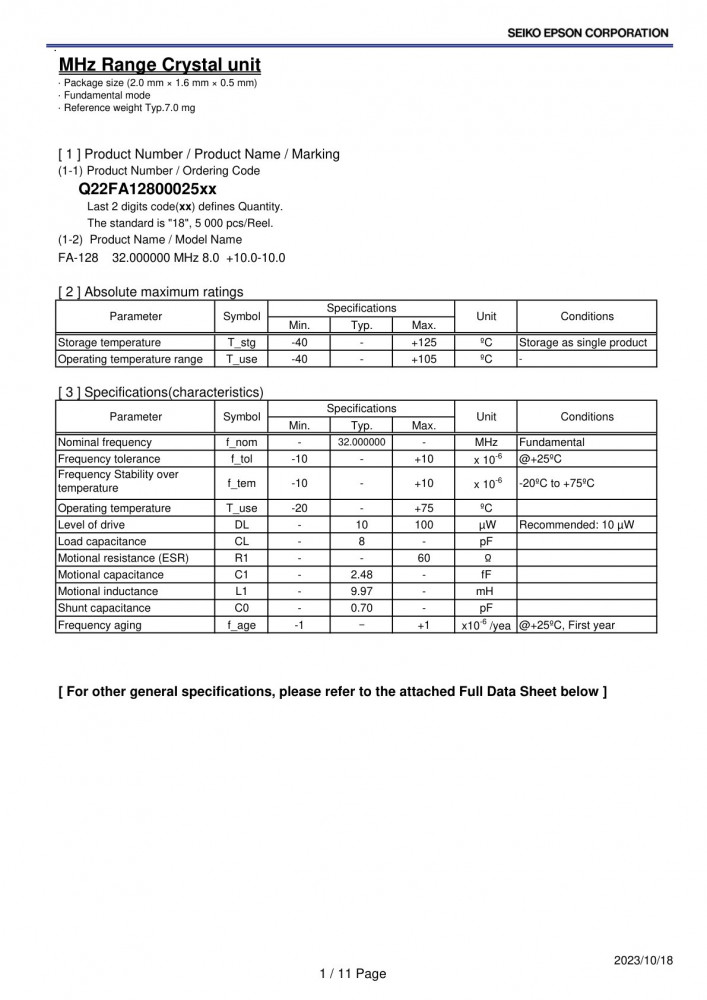 EPSON FA-128 document page 1