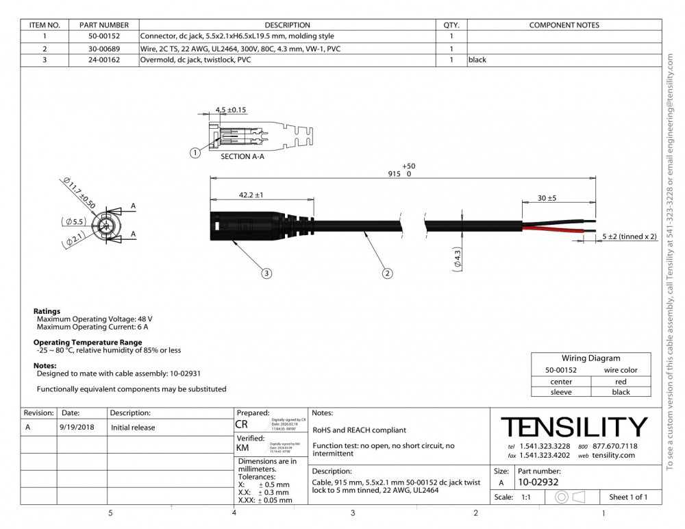 Tensility International 10-02932 product drawing