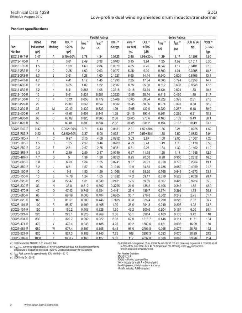 SDQ series technical document page 2