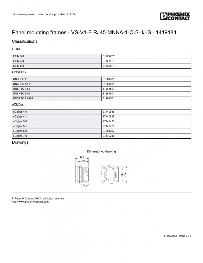 Phoenix Contact 1419184 product documentation page 2