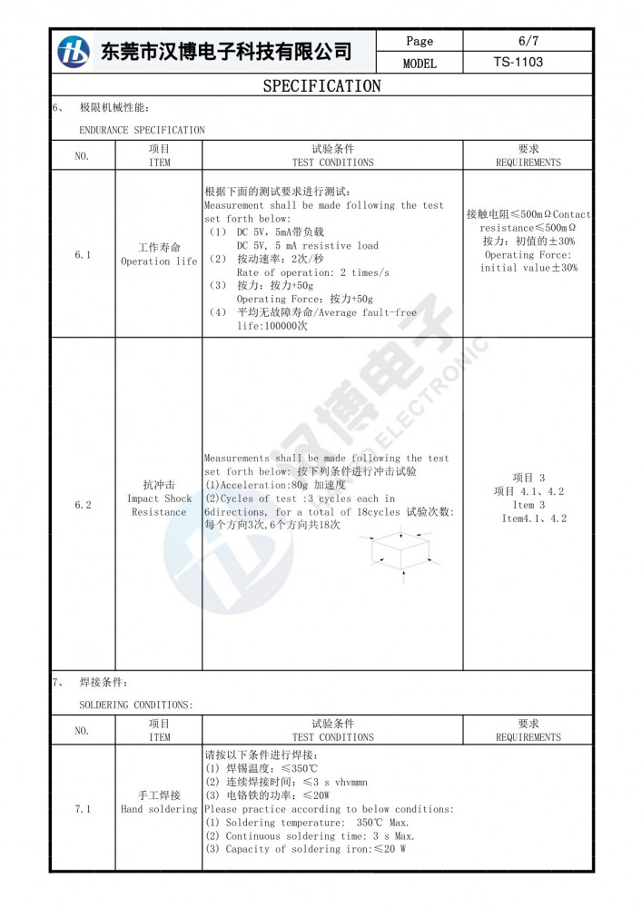 TS-1103 specification page 8