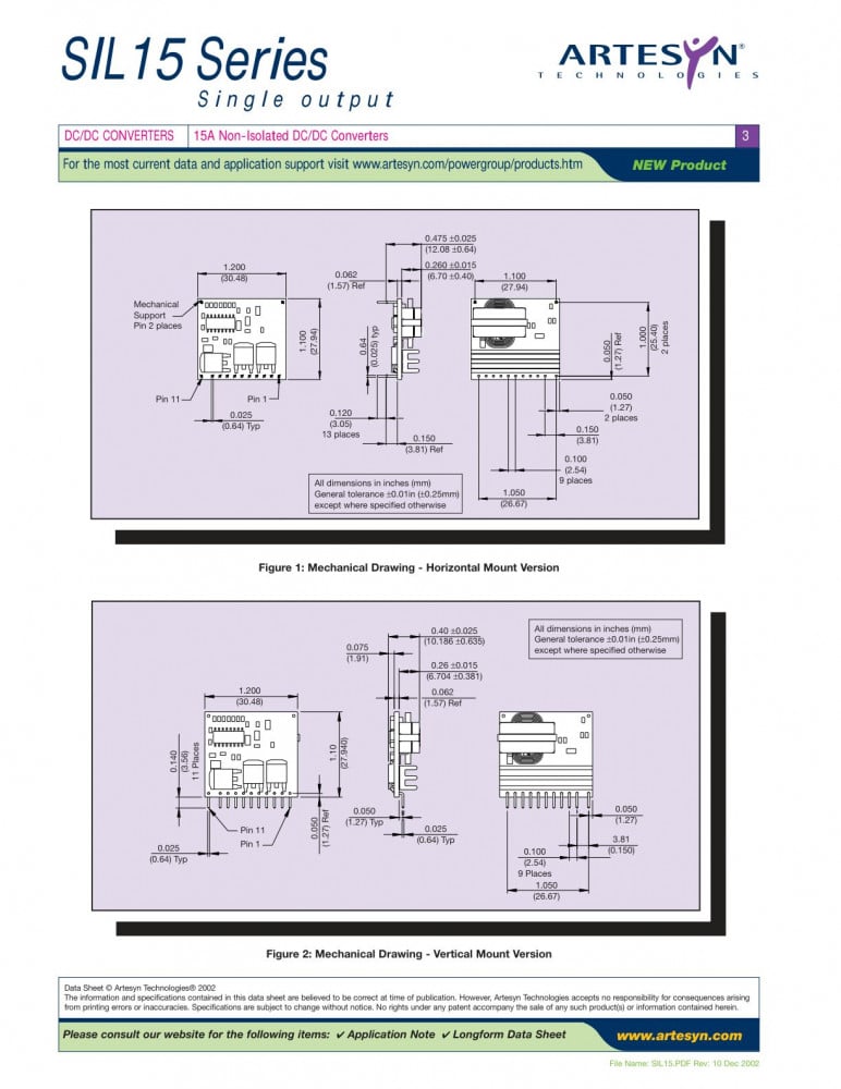 Artesyn SIL15C-12SADJ-V datasheet page 3