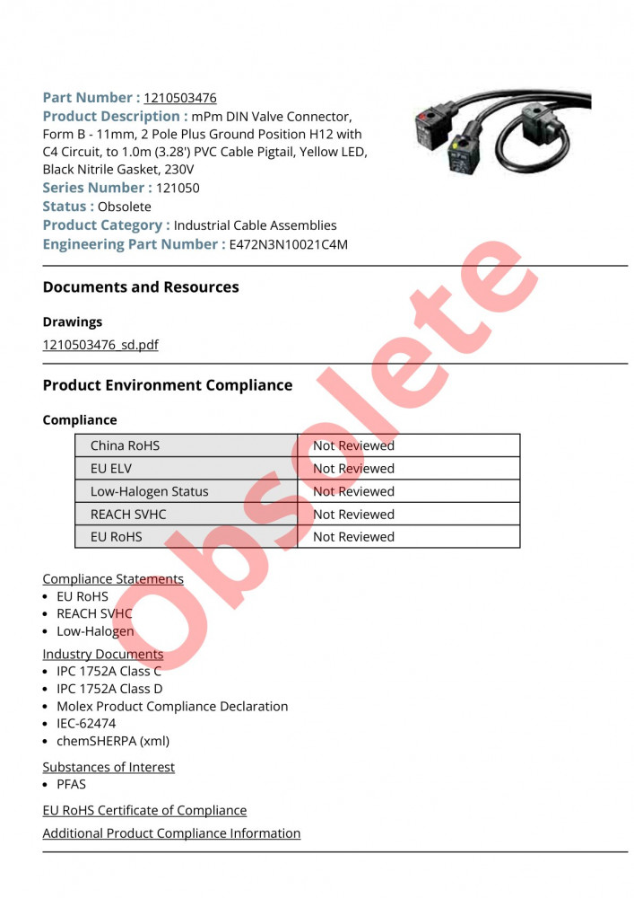 Molex product drawing preview, page 1