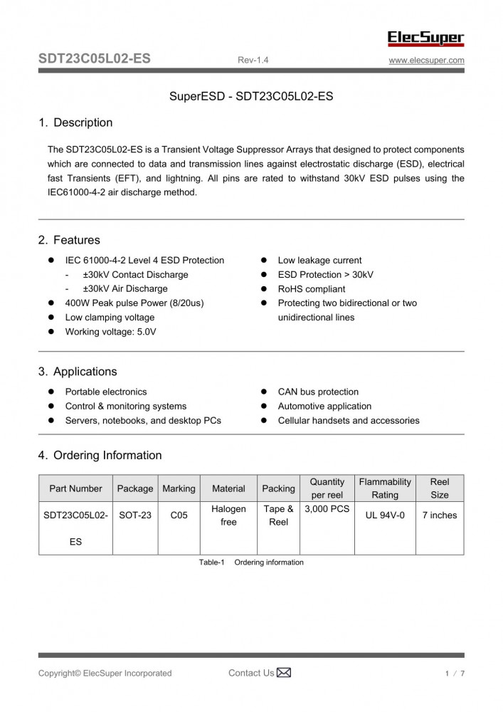 SDT23C05L02-ES datasheet page 1