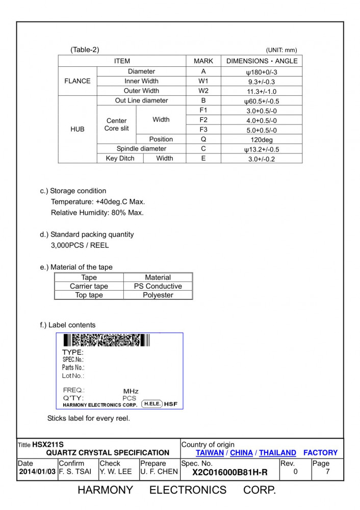X2C016000B81H-R specification page 7