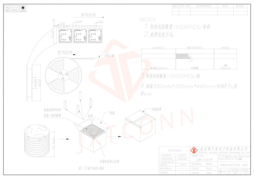 ASIM-H135-6P packaging drawing page