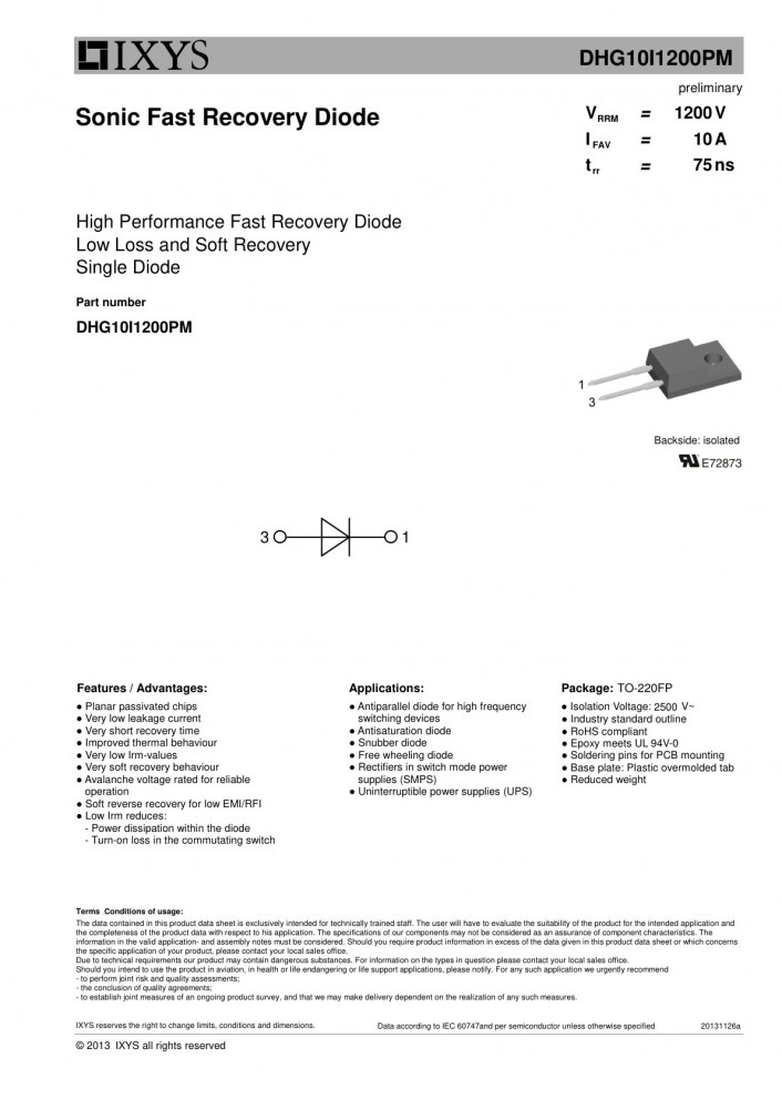 DHG10I1200PM datasheet page 1