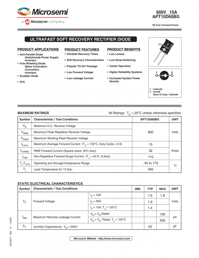 APT15D60BG technical document page 1