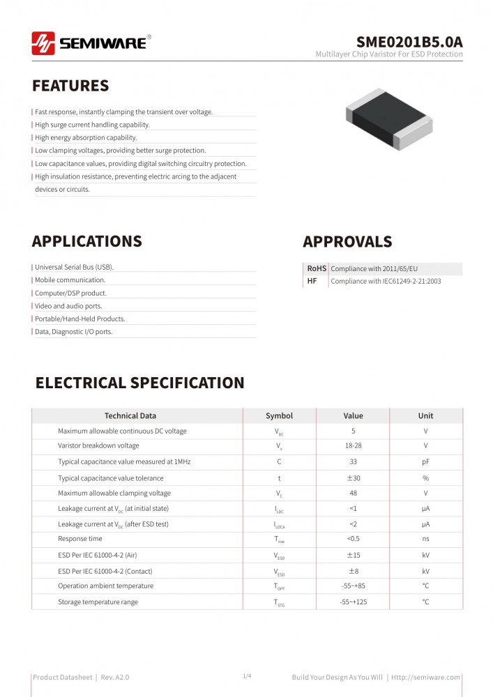 SME0201B5.0A datasheet page 1