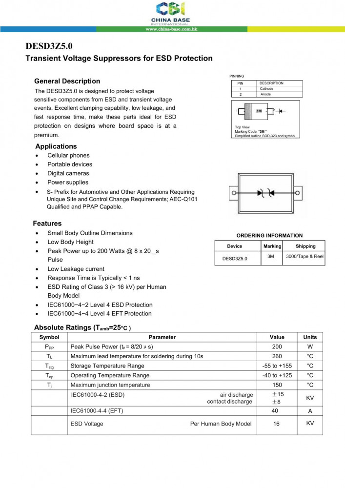 DESD3Z5.0 datasheet page 1