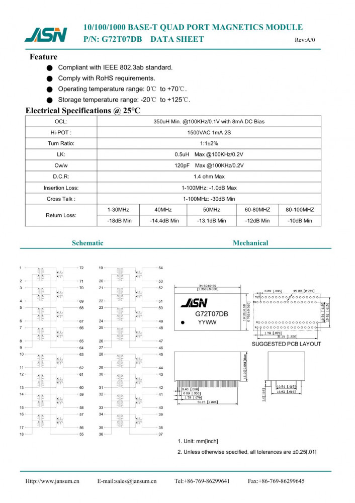 G72T07DB product document page