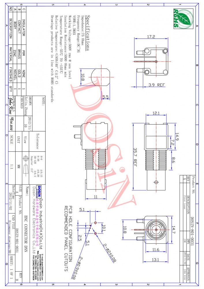 DOSIN-801-0031 technical drawing page