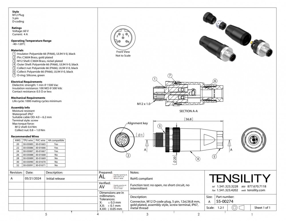 Tensility International 55-00274 product drawing preview