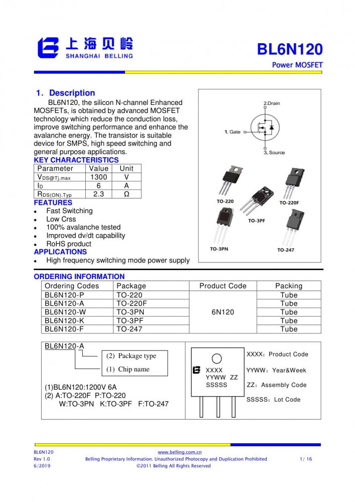 BL6N120-A datasheet page 1