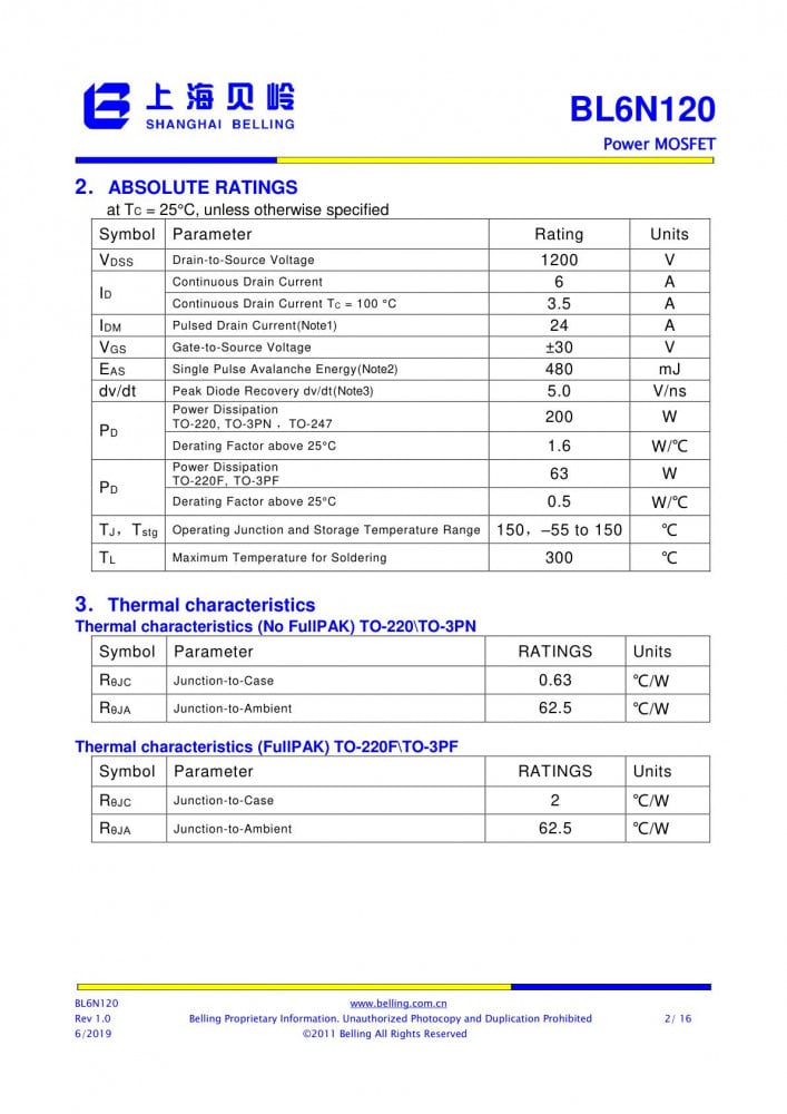 BL6N120-A datasheet page 2