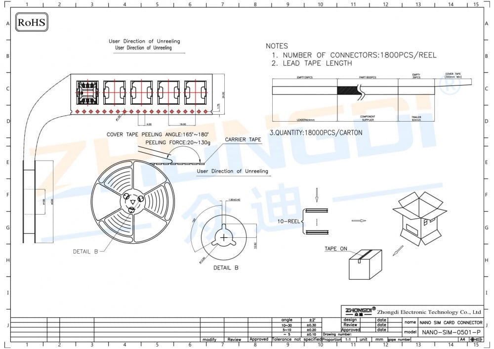 Zhongdi NANO-SIM-0501-P technical document page 2