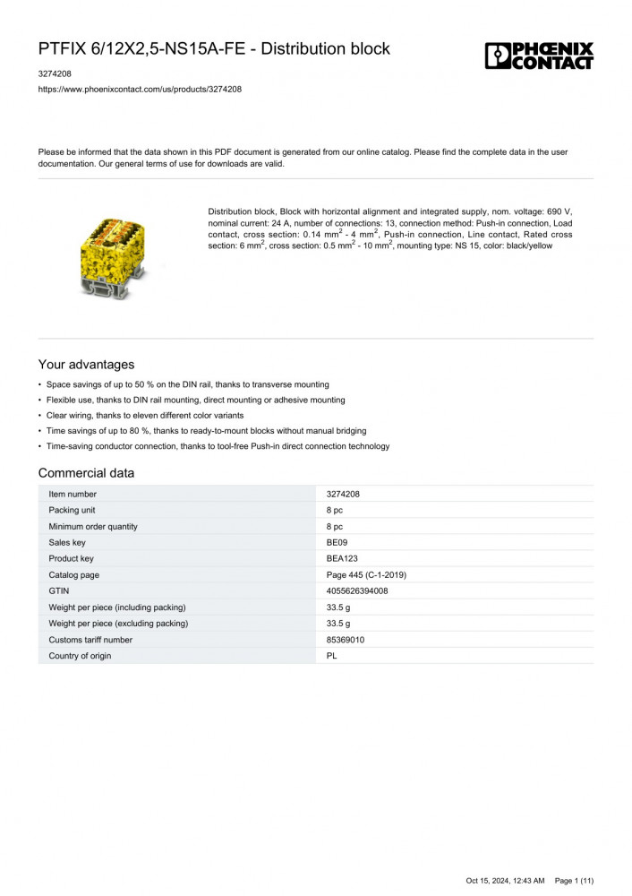 Phoenix Contact 3274208 technical document page 1