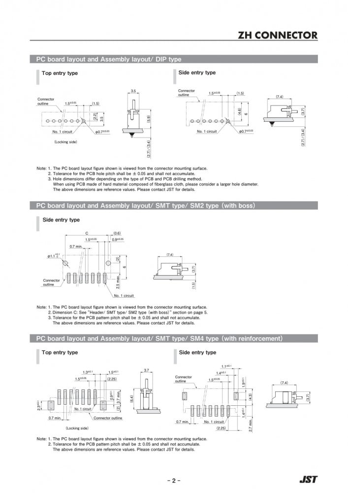 JST ZH connector datasheet page 2