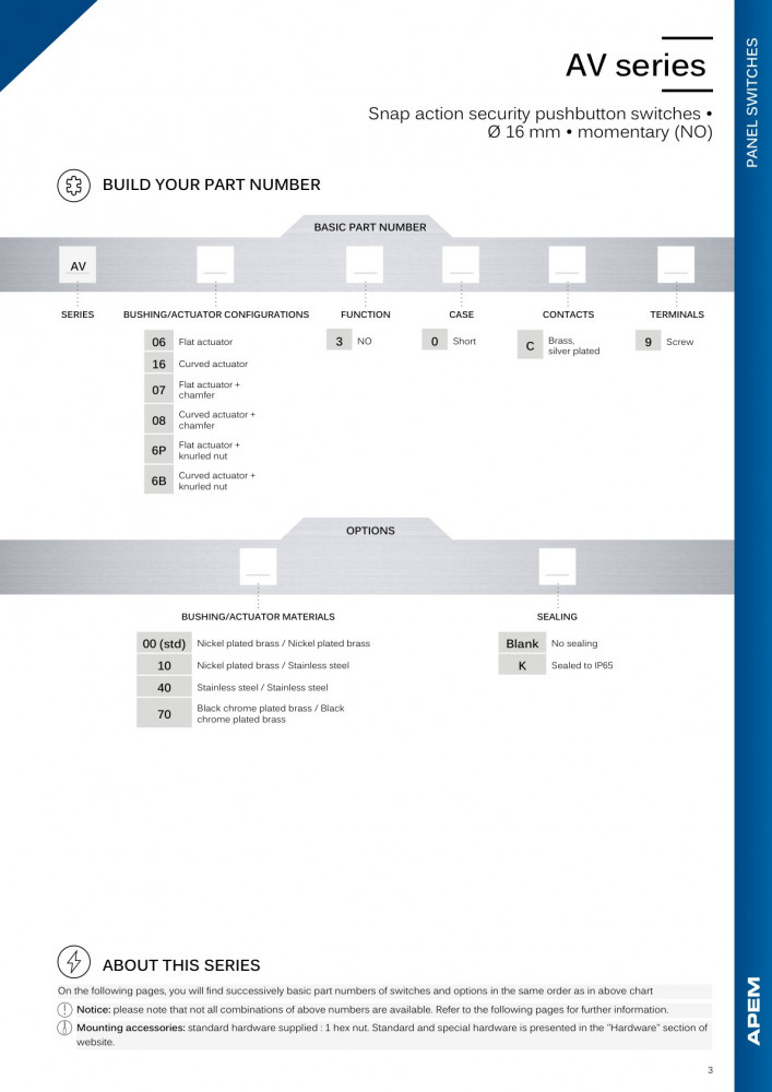 APEM AV series datasheet page 3