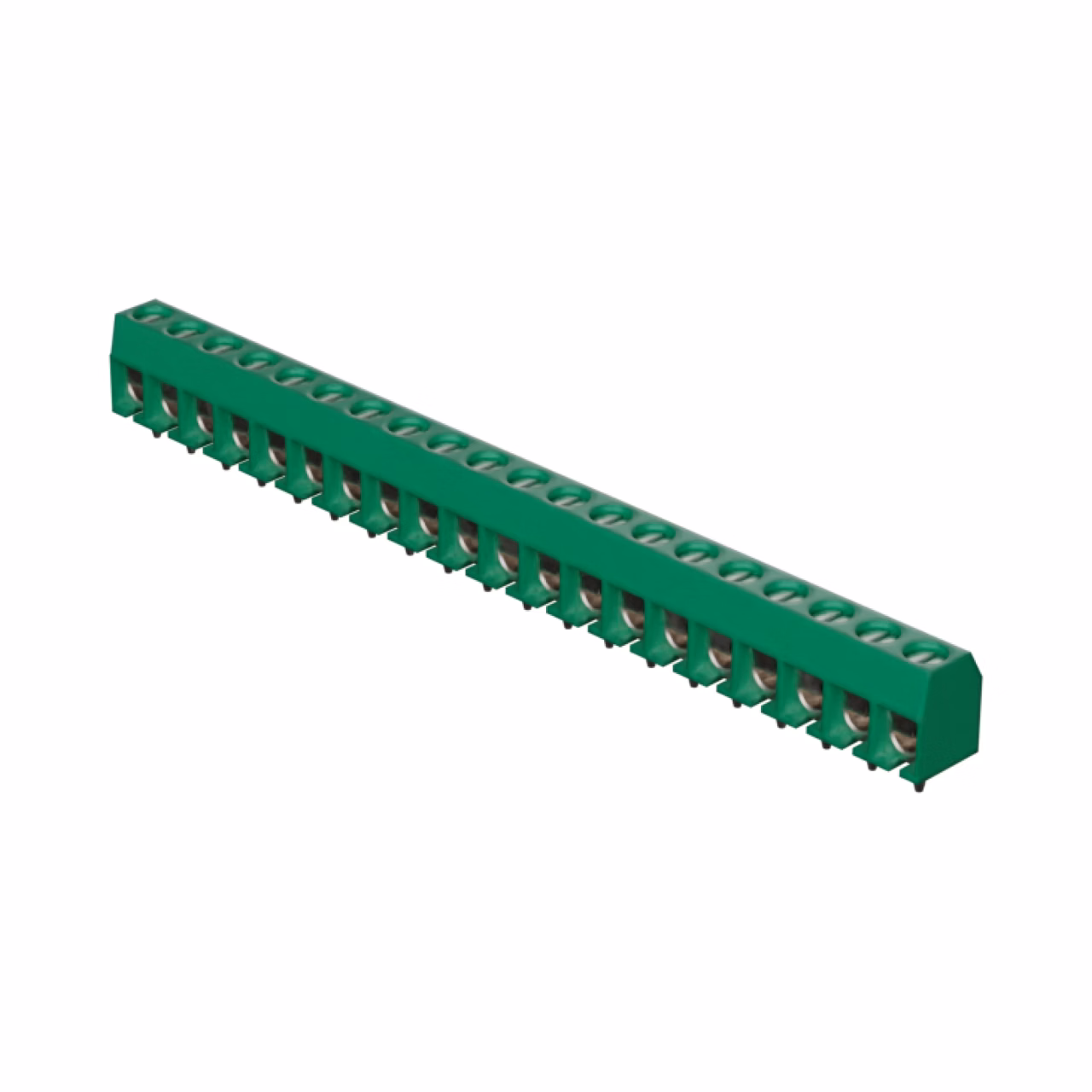 5.00mm Pitch Eurostyle Vertical Fixed Mount PCB Terminal Block, Green Housing, Low Profile, 20 Circuits for sale
