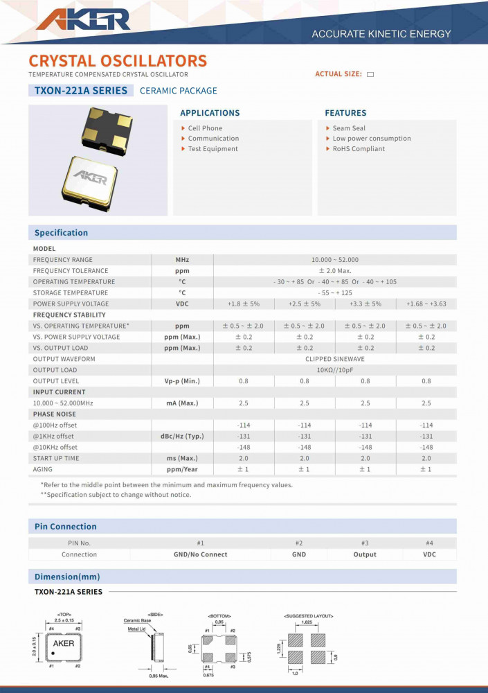 AKER TXON-221A series technical document image