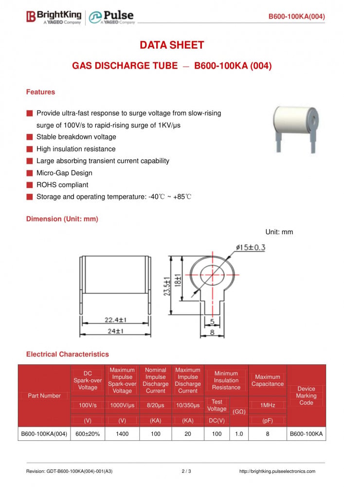 B600-100KA(004) datasheet page 1