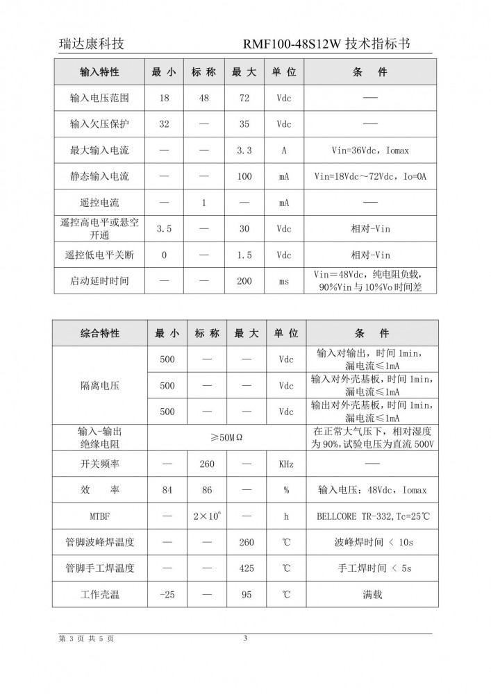 RMF100-48S12W datasheet page 3
