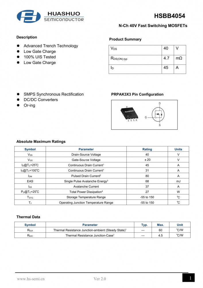 HSBB4054 datasheet page 1