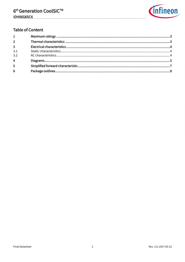 IDH06G65C6 datasheet page 2