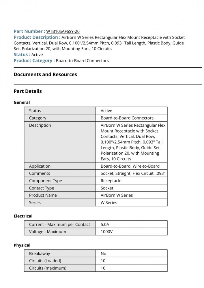 WTB10SAF6SY-20 technical document page 1