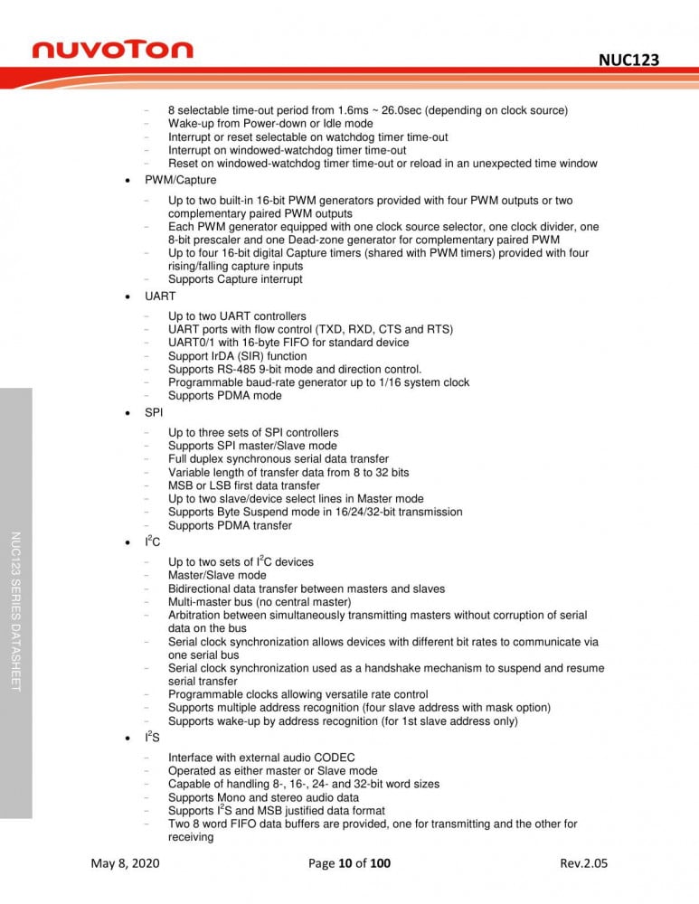 NUC123 datasheet page 10