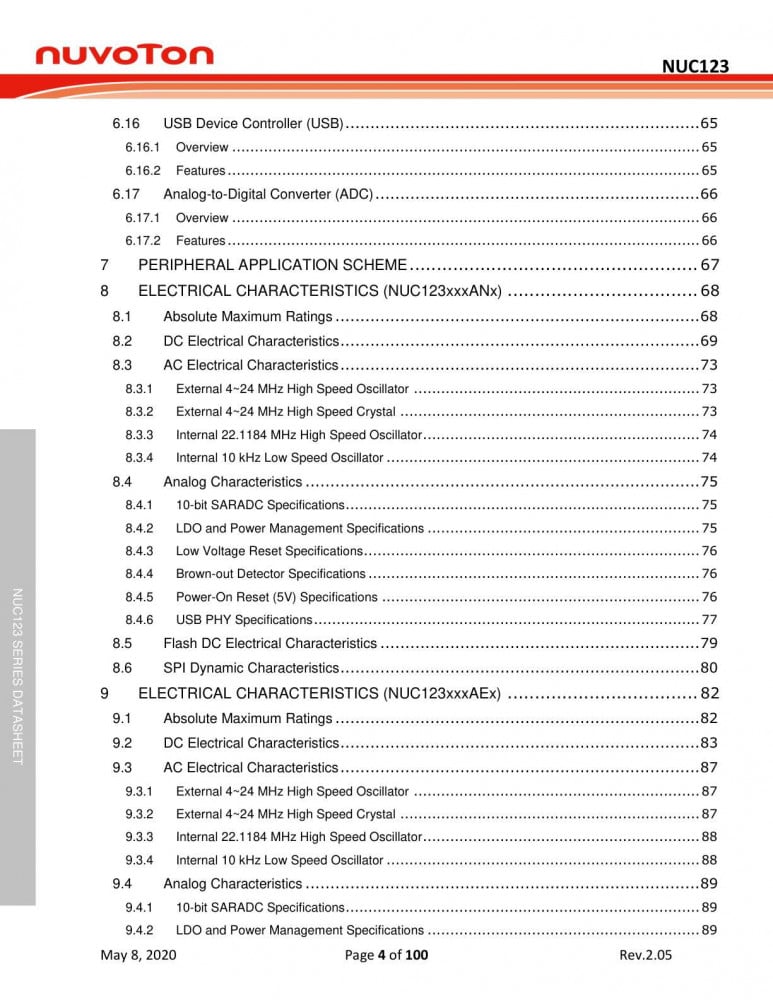 NUC123 datasheet page 4