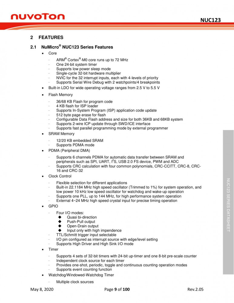 NUC123 datasheet page 9
