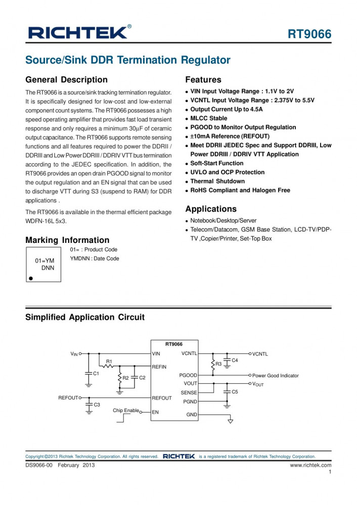 RT9066 datasheet page 1