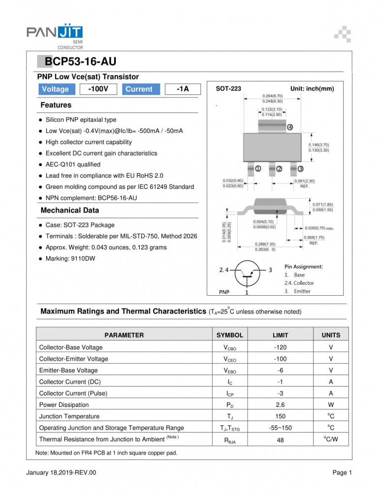 BCP53-16-AU datasheet page 1