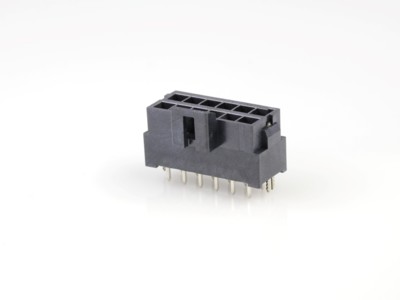 Ultra-Fit Vertical Header, 3.50mm Pitch, Dual Row, 12 Circuits, with Solder Clips, 0.76µm Gold (Au) Plating, Black, Glow-Wire Capable, Tray